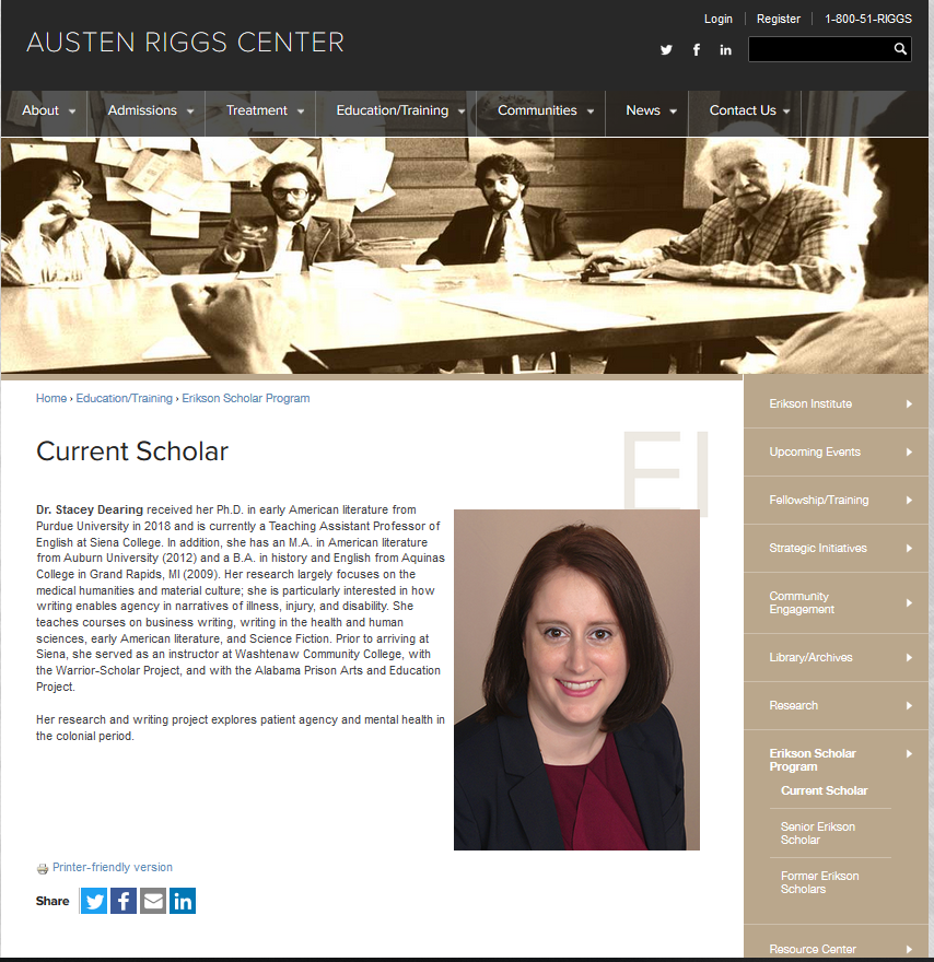 Erikson Scholar in Residence | Stacey C Dearing